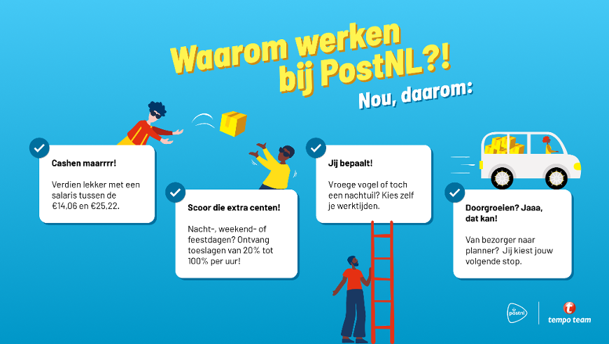 Werken bij PostNL in het magazijn bij jou in de buurt! | Tempo-Team